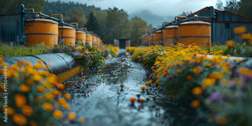 Engineers working on anaerobic digestion system to convert organic ...