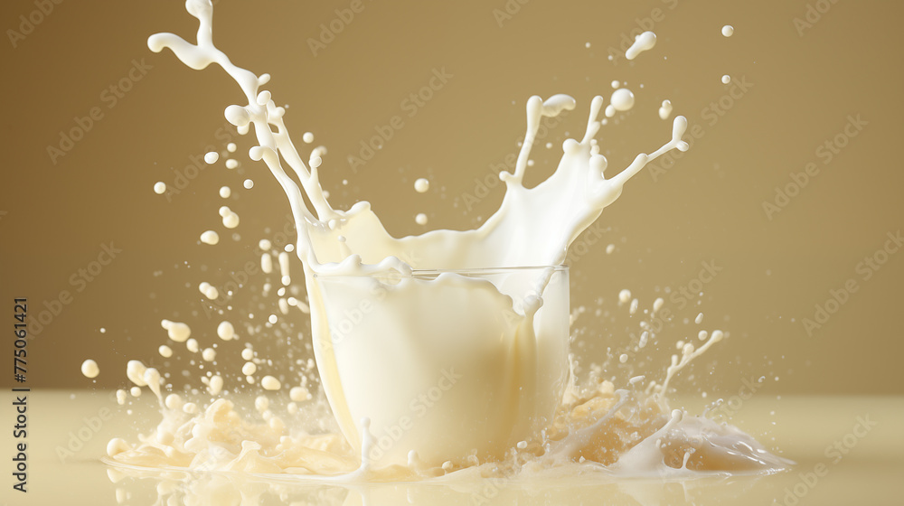 Éclaboussure de lait animal ou végétal sur fond neutre, coloré. Produit ...