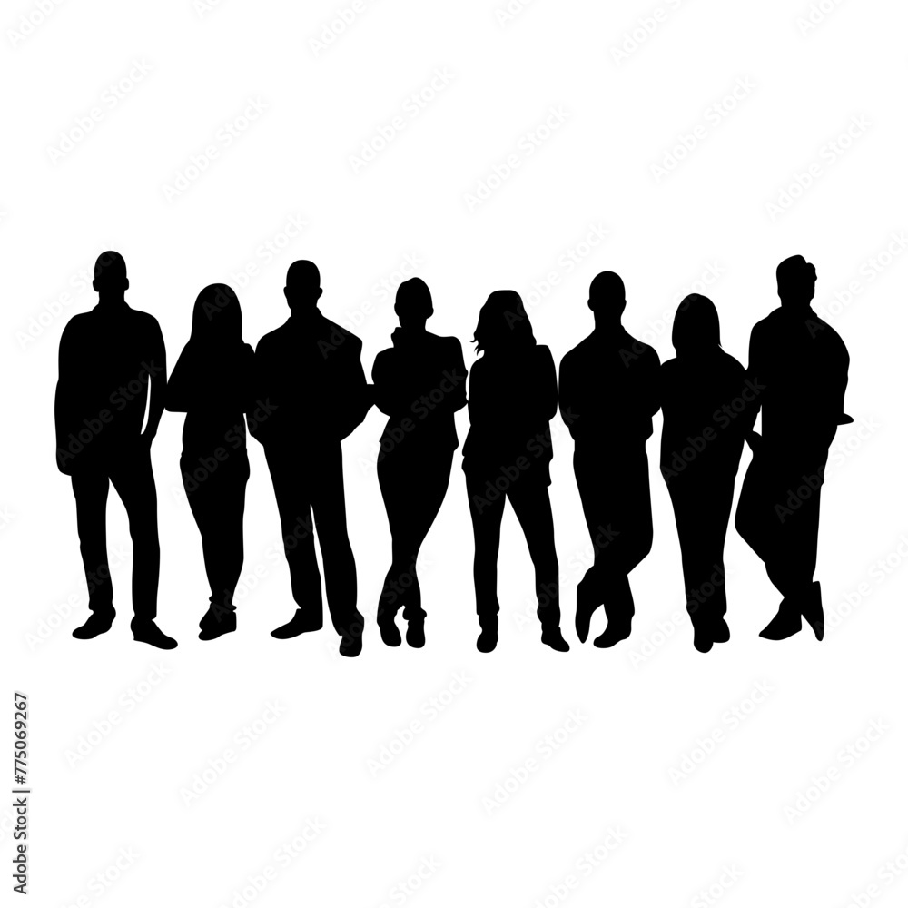 the silhouettes of people stand together, forming a diverse and dynamic ...