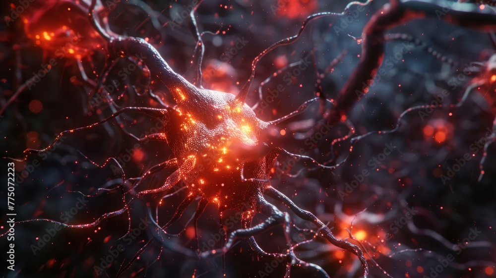 Neural Network Simulation With Glowing Nodes A Detailed 3d Depiction