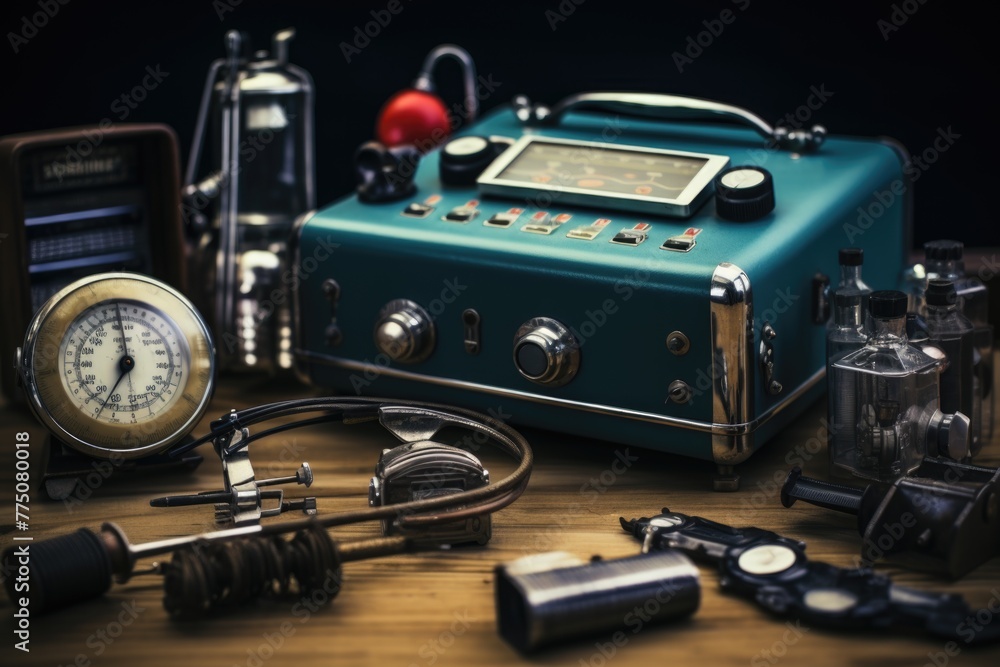 old vintage medical equipment for treatment and prevention Stock Photo ...