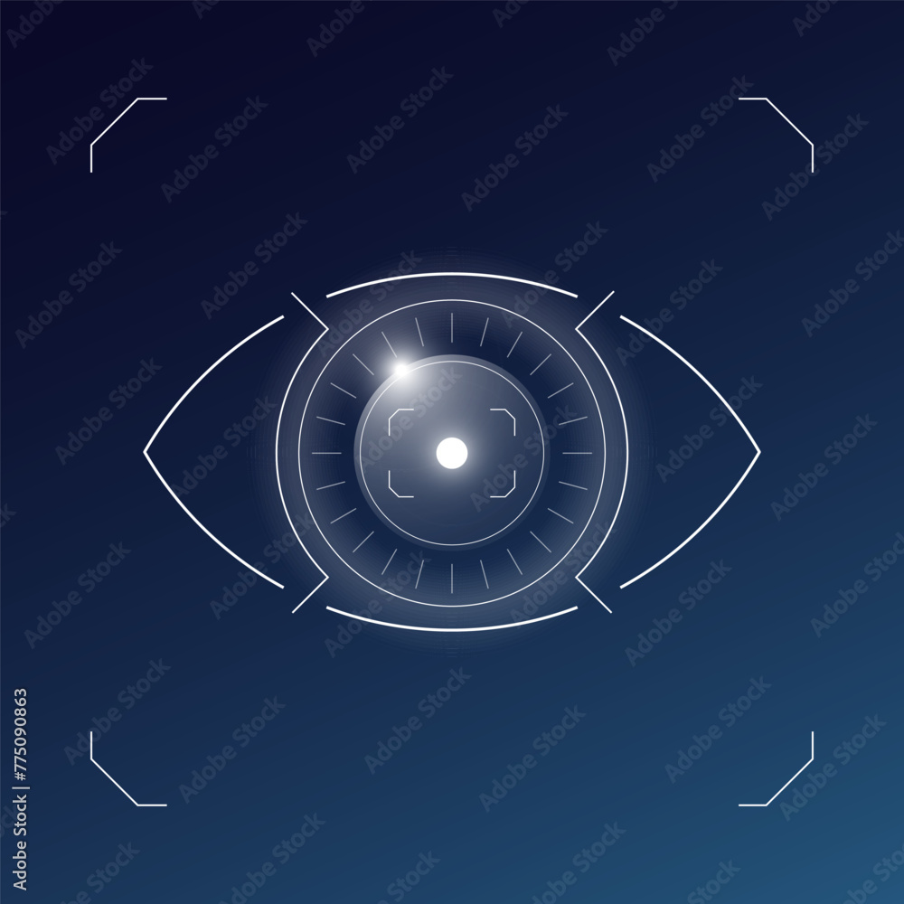 Vetor De Hud Retinal Recognition Biometric Id Scan Icon Concept User Eye Verification Symbol