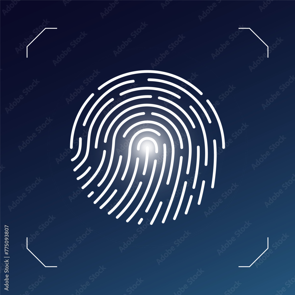 User finger scan icon. Fingerprint touch biometric id symbol. Modern ...