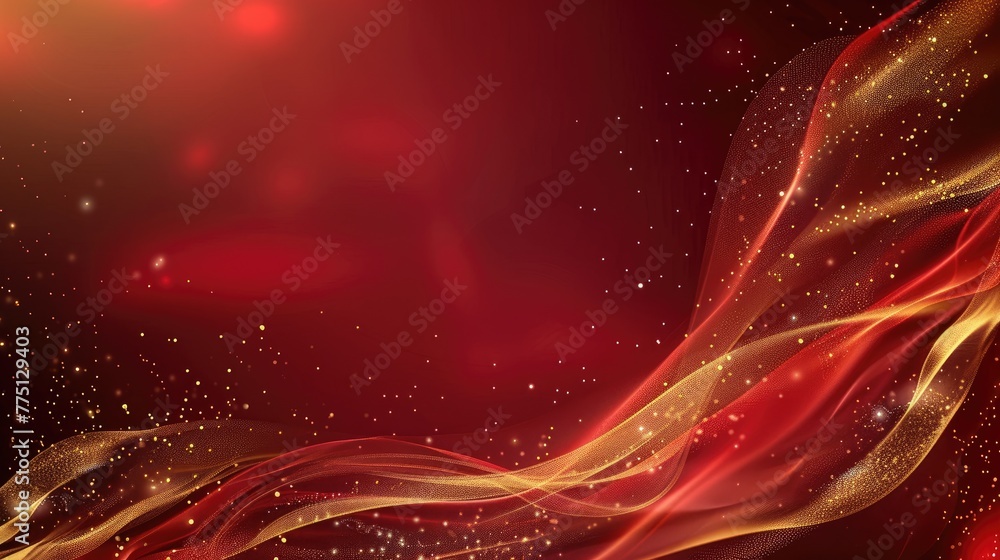 Elegant red luxury background with a dynamic golden wave and subtle ...