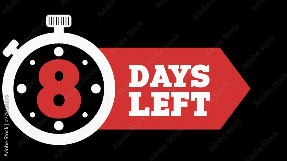 8 Days Left. 8 days to go Countdown Timer. Alpha channel PNG codec ...