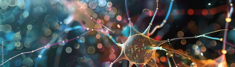 Visualization of a digital neural network, illustrating the complex ...
