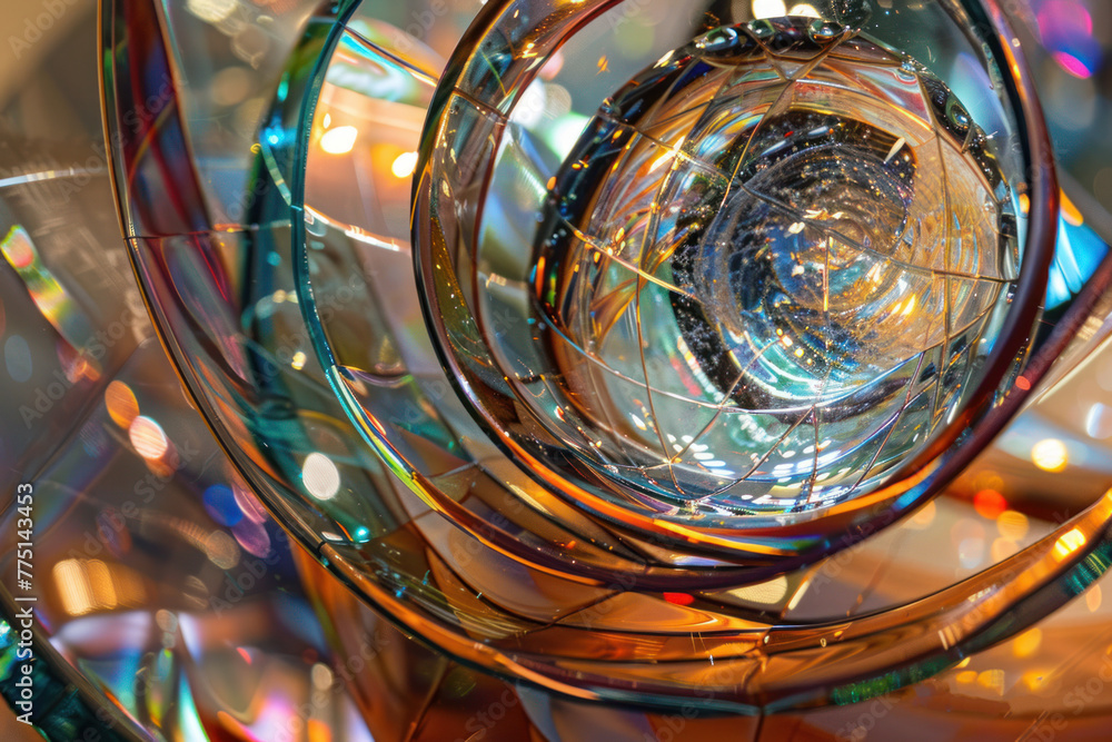 "Abstract Glass Art": Focus on the intricate details and vibrant colors ...