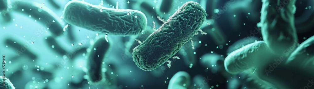 Microbial bioremediation, depicting the use of bacteria to clean up ...