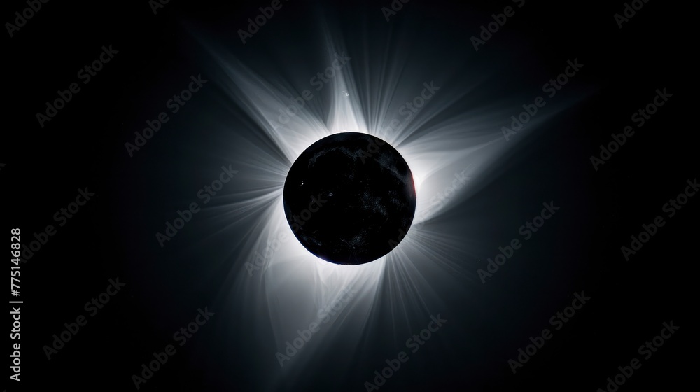 ภาพประกอบสต็อก The total solar eclipse, seen from the ground, with ...