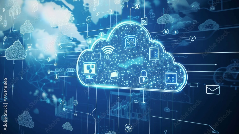 Internet of Things IoT powered by cloud, visualizing connected devices ...