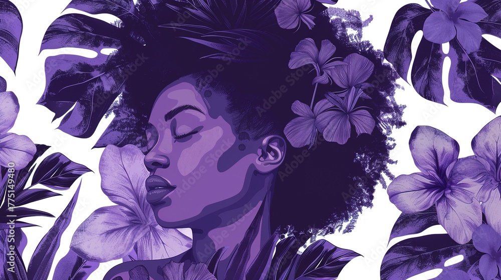 Elegant purple floral background with central blank space for custom text or images, perfect for ...