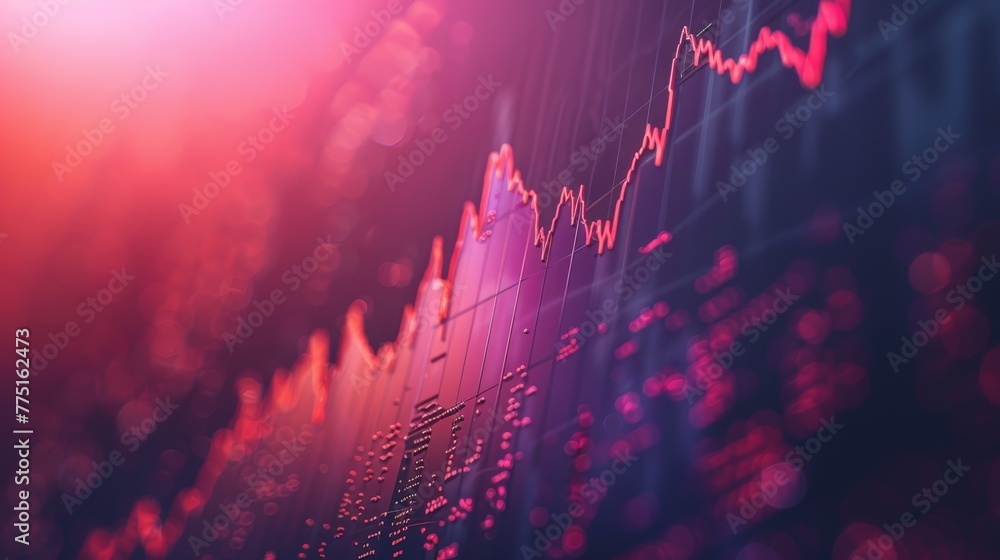 A graph with red lines and a blue background. The graph is showing a ...