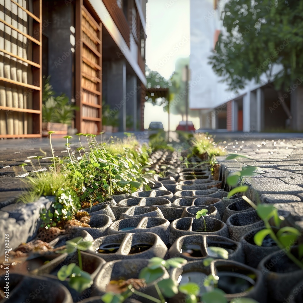 Conceptual image of a mycelium filter system integrated into urban ...