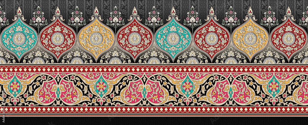 beautiful traditional mughal borders design for textile printing Stock ...