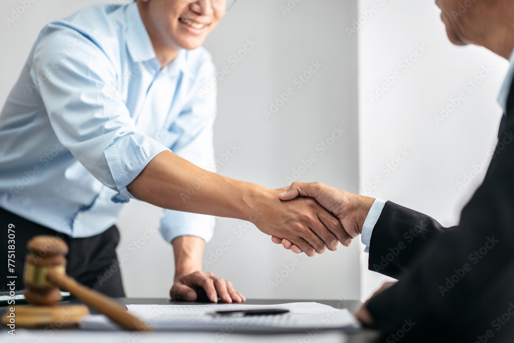 Handshake after good cooperation, Two people shaking hands after ...