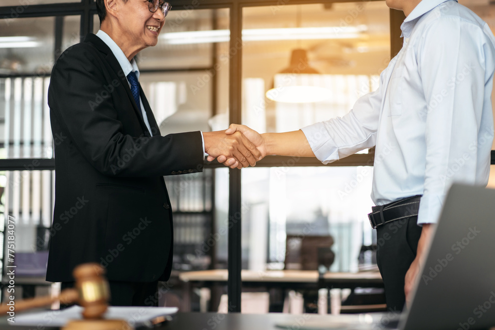Handshake after good cooperation, Two people shaking hands after ...