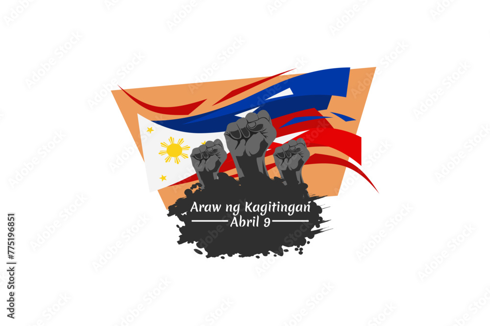 Translation: April 9. Day of Valor. Also known as Bataan Day vector ...