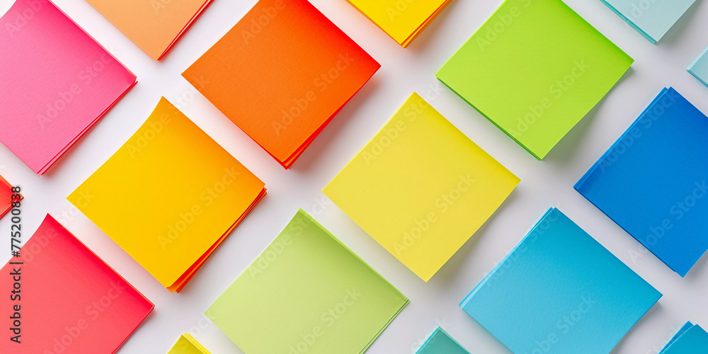 Rows of sticky notes to place ideas and processes, business, ideas ...