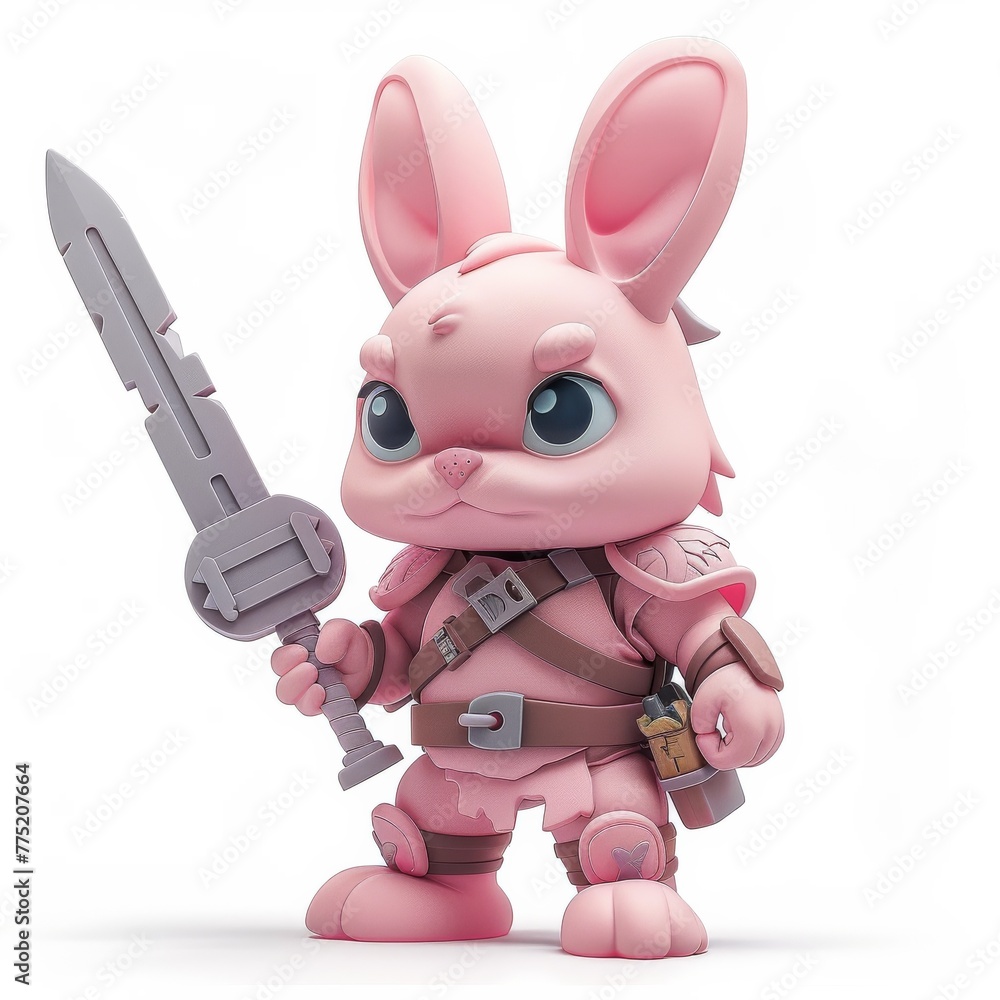 Baby-Rabbit as barbarians, in a standing posture wielding a weapon ...