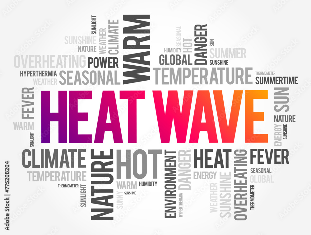 Heat Wave is a period of excessively hot weather, word cloud concept ...