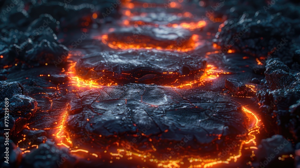 Lava simulated catwalk for extreme sports, solid color background, 4k ...