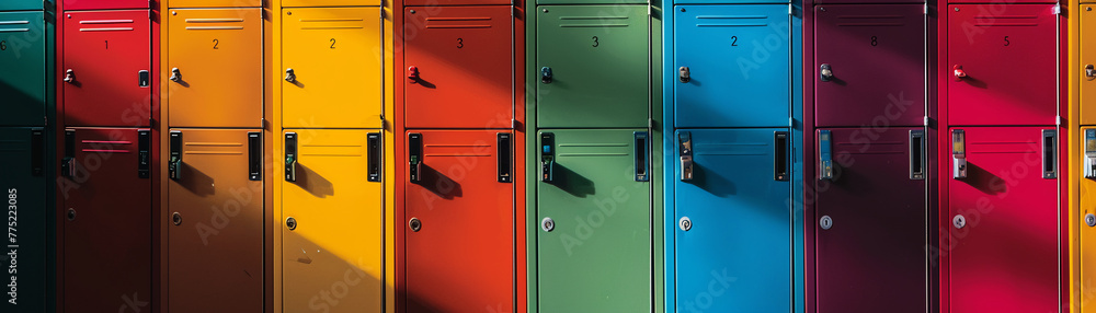 Lockers, vibrant with colors, stand ready to bring order and efficiency ...