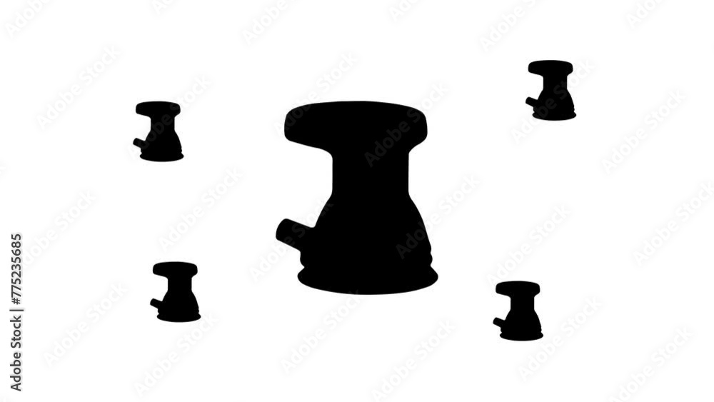 Zoom in and out animation the sanding machine symbol. Large black ...