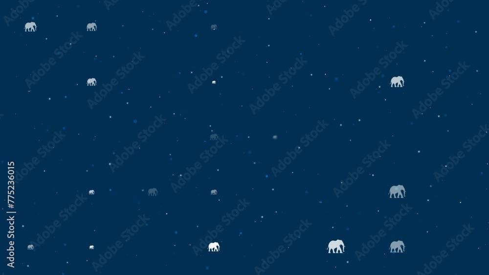 Template animation of evenly spaced elephants of different sizes and ...