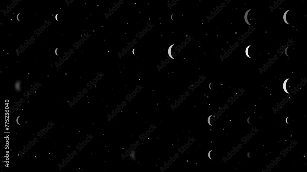 Template animation of evenly spaced crescent symbols of different sizes ...