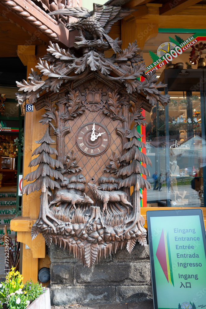 Cuckoo clocks in a shop in the Black Forest, Lake Titisee Neustadt in ...