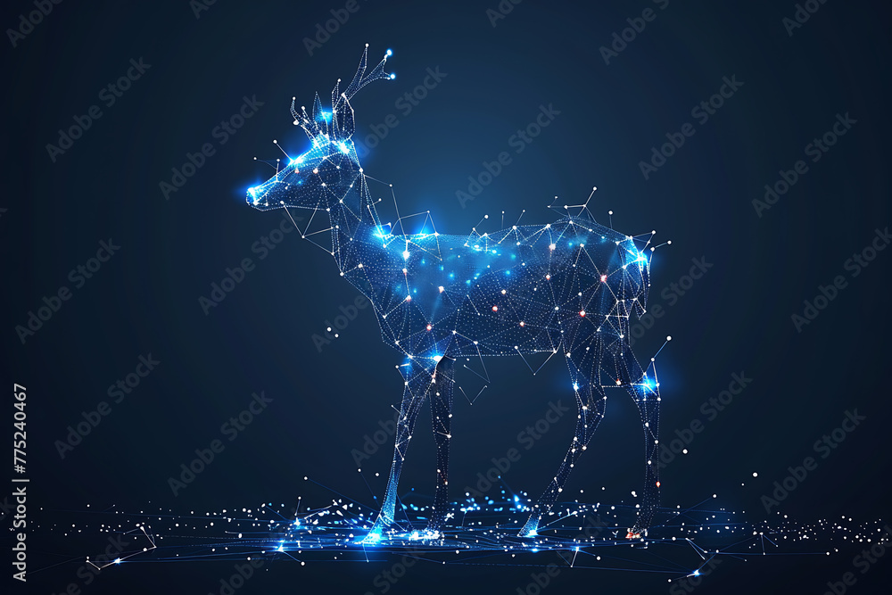 Fascinating polygon digital wireframe illustration of a majestic deer ...