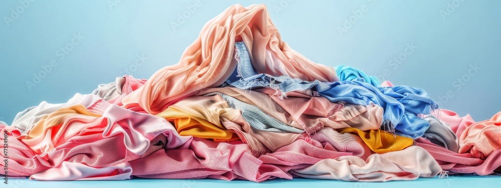 textile industry garbage, fast fashion pollution trash, large pile heap ...
