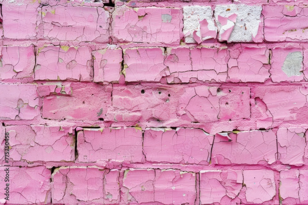 Old Pink Brick Wall with Cracks. A Textured Background of Pink ...