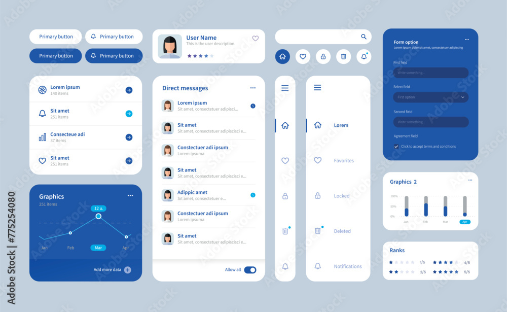 Big and improved ui kit for web designing, mobile apps with the ...