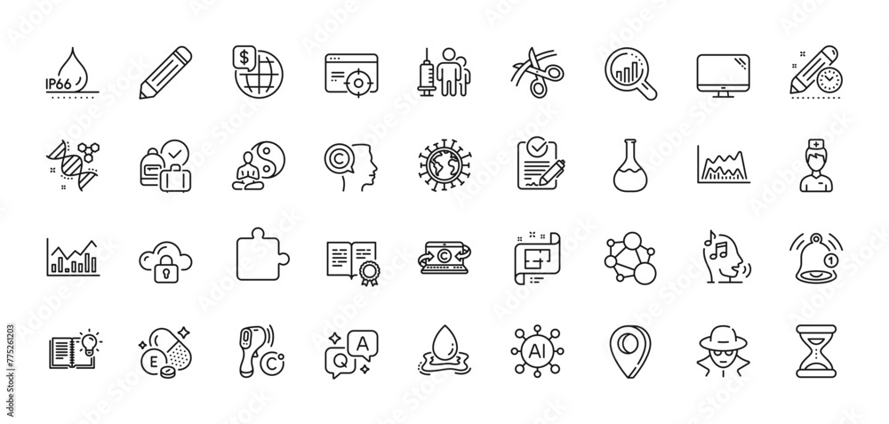 Fraud, Integrity and Writer line icons pack. AI, Question and Answer ...