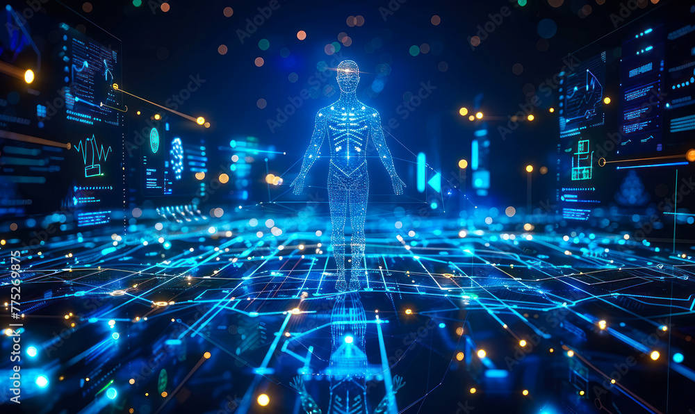 Futuristic digital health ecosystem concept, interconnected medical ...