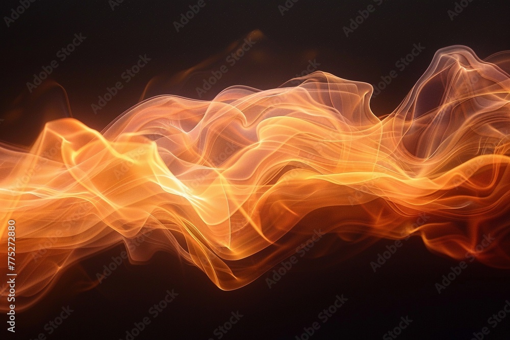 Glowing waves of heat shimmer and rise against a vast, inky black ...