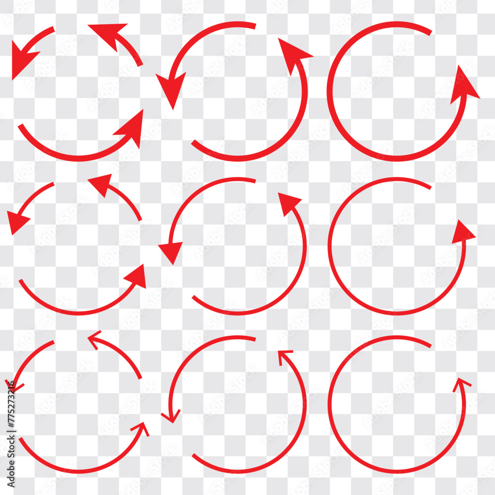 Round motion arrow vector symbols. Set of circle arrow vector icons ...