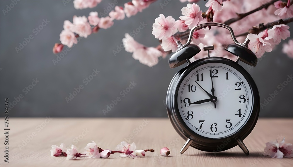 Alarm clock with cherry blossoms, switch to daylight saving time in ...