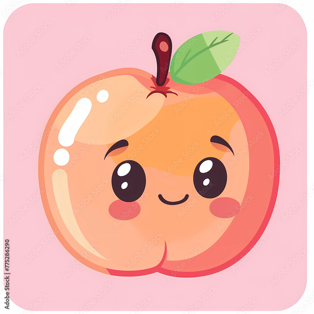 Cute smiling peach emoji cartoon Stock Illustration | Adobe Stock