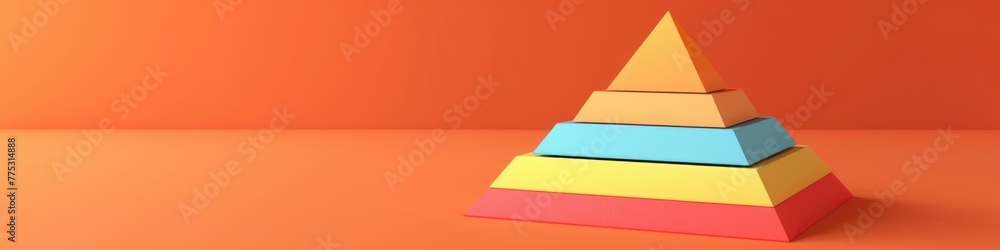 Three-dimensional pyramid with three to five layers for infographic ...