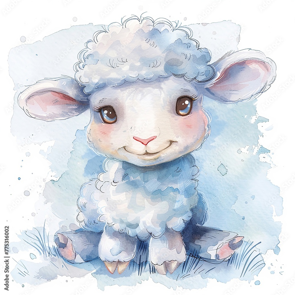 Sheep watercolor clipart cute isolated on white background Stock ...