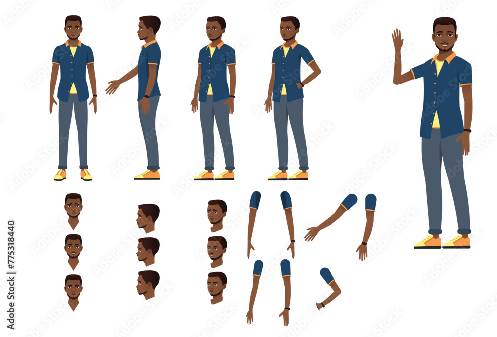 Complete animation kit of an adult black male character with a range of ...