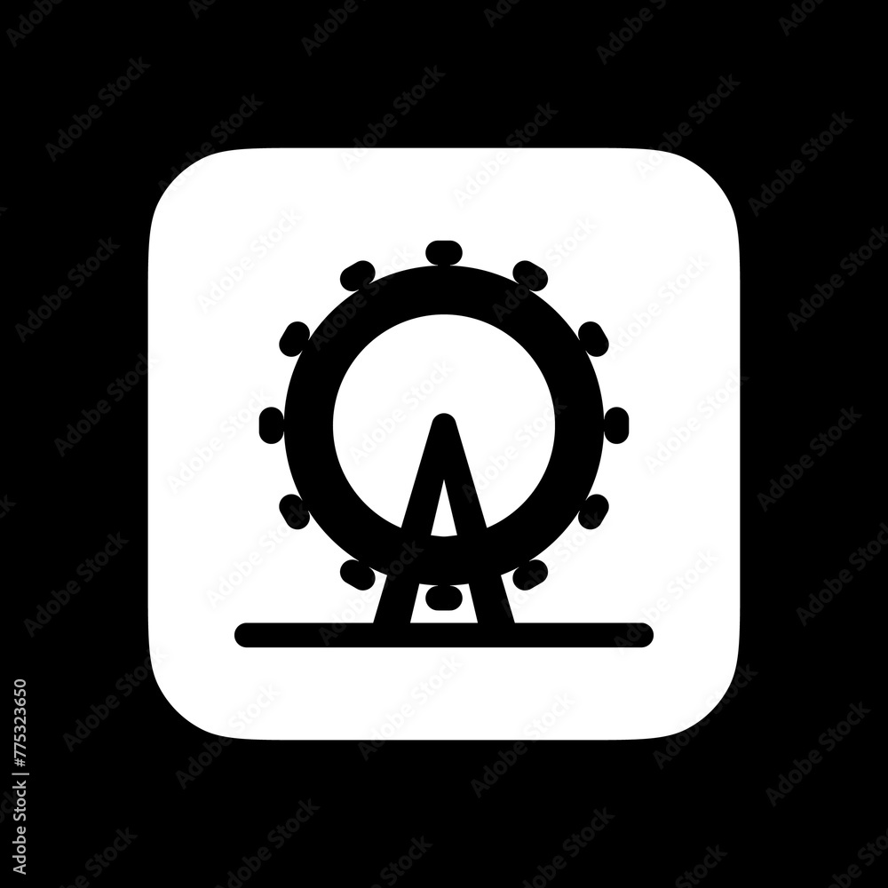 Editable ferris wheel, amusement park vector icon. Landmark, monument ...