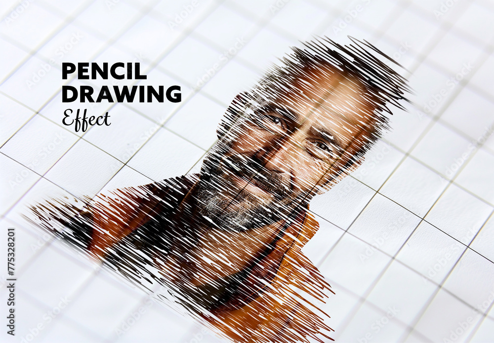 Pencil Drawing Photo Effect. Some Elementa are Ai Generated Stock ...
