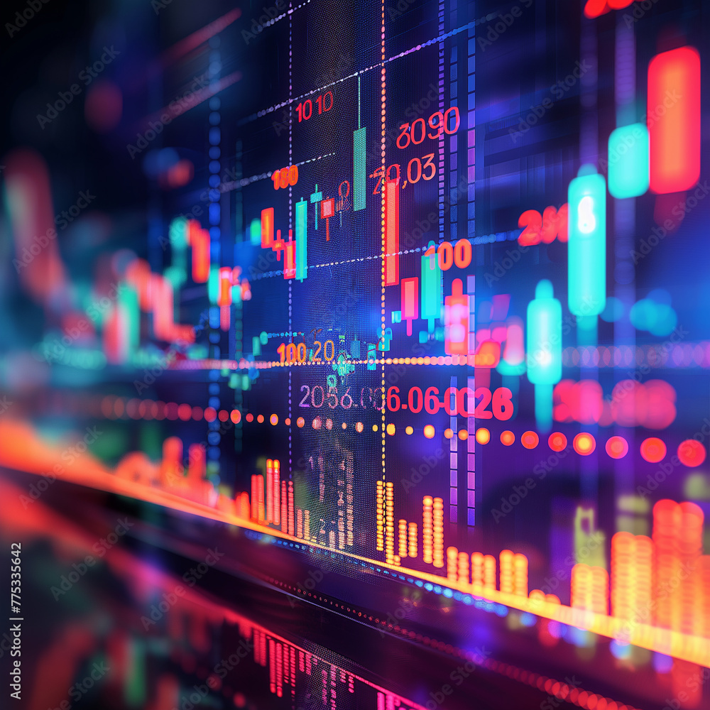 An abstract background featuring a stock market and trading graph with ...