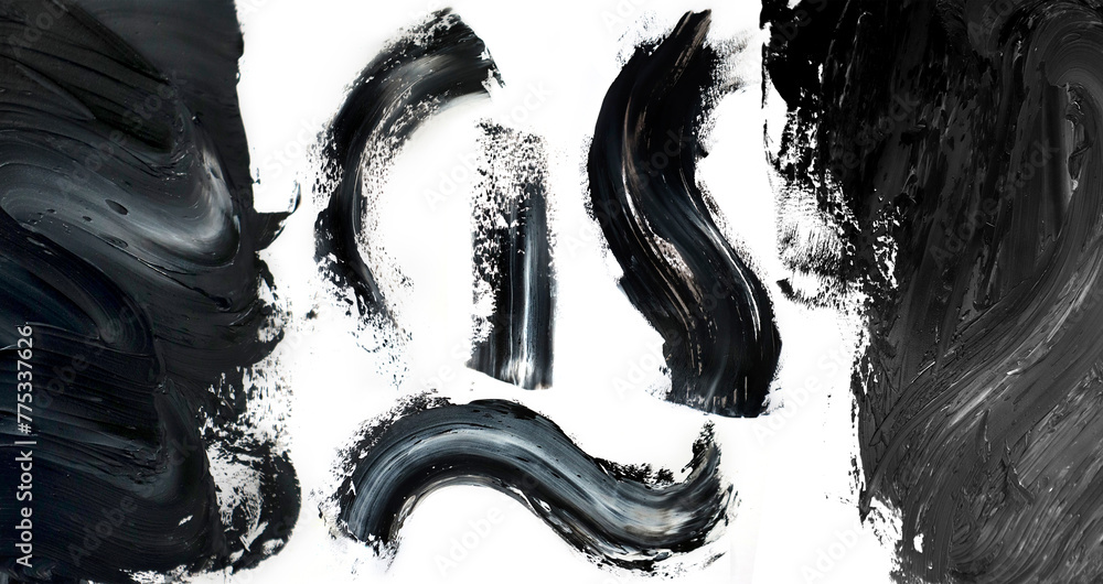 Black oil texture paint stain brush stroke collection set, hand painted ...