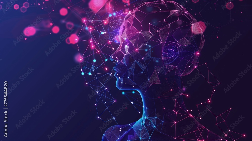Futuristic outline of head with neural network - This image showcases a ...