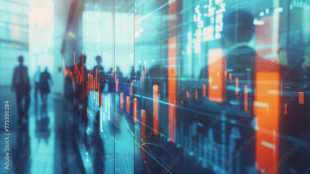 Dynamic financial data visualization: transparent screen displaying ...