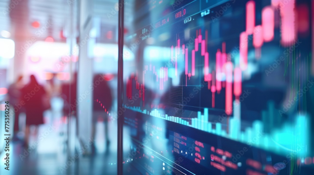 Dynamic financial data visualization: transparent screen displaying ...
